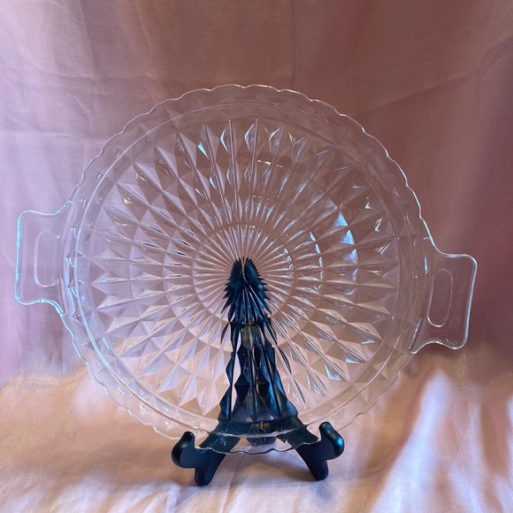 Dining | Vintage Clear Pressed Glass Diamond Pattern Serving Platter W ...
